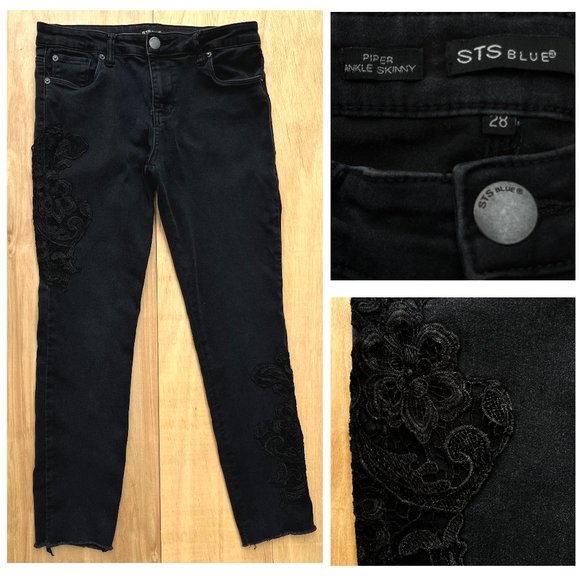 STS Blue | Jeans | Sts Blue Piper Ankle Skinny Womens Floral Raw Hem ...